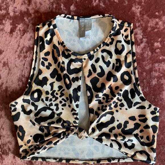 ASOS | Tops | Asos Jersey Double Knot Cheetah Leopard Animal Print Crop ...